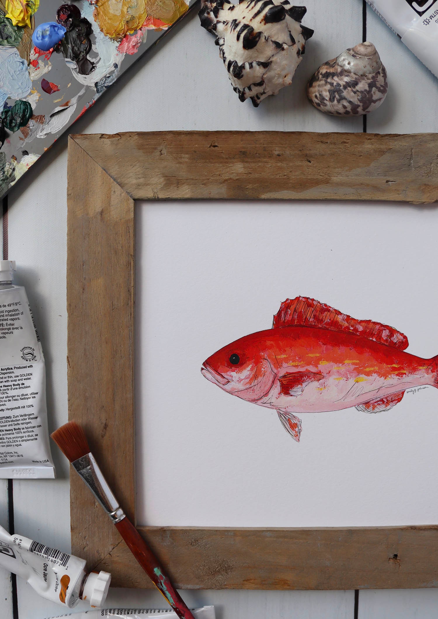 VERMILION SNAPPER BEELINER Fish Art Painting Saltwater | Etsy
