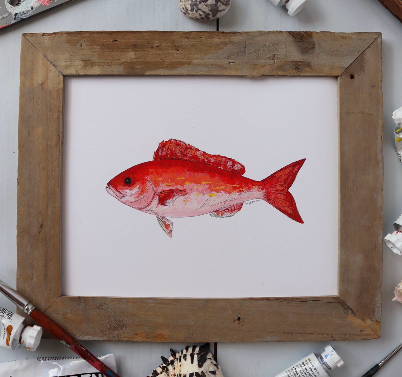 VERMILION SNAPPER BEELINER Fish Art Painting Saltwater | Etsy