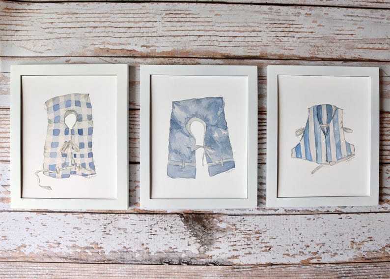 Watercolor Life Jacket Art Print | Lifesaver Artwork | Lake House Wall ...