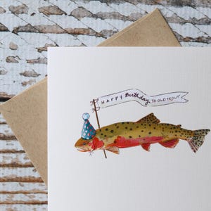 Old Trout Birthday Card | Fly Fishing Guy Birthday Stationery ...