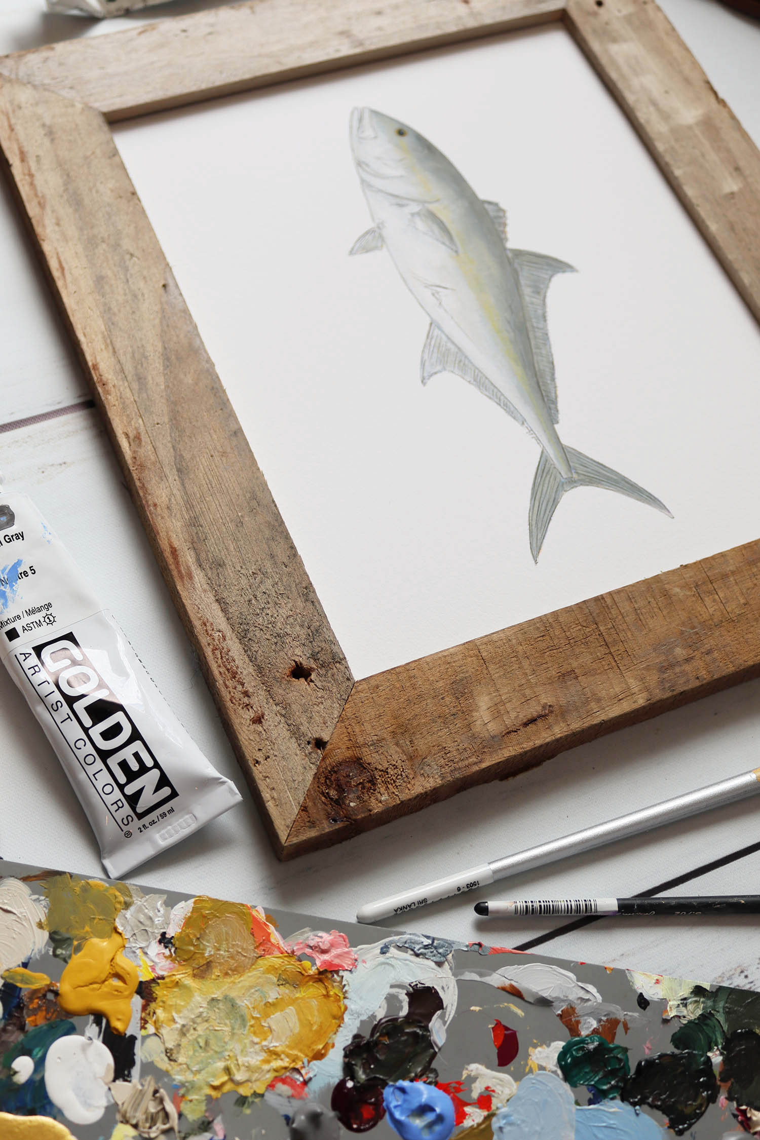 AMBERJACK Fish Art Painting Saltwater Fishing Ocean Art | Etsy