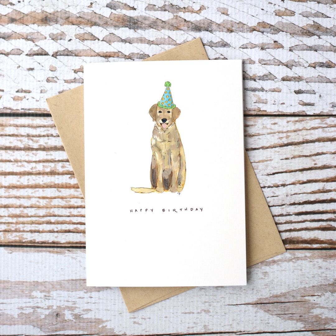 Yellow Lab Birthday Card | Labrador Dog Guy Birthday Stationery ...
