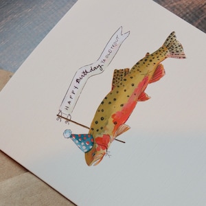 Old Trout Birthday Card Fly Fishing Guy Birthday Stationery Fisherman ...