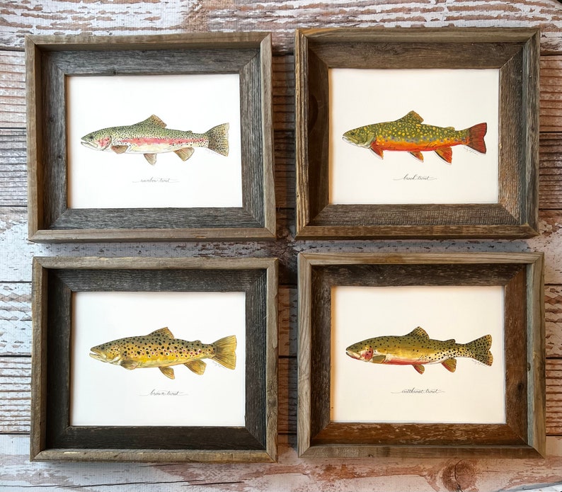 Set of 6 Fish Art Prints | Fly Fishing Wall Art Decor - Etsy