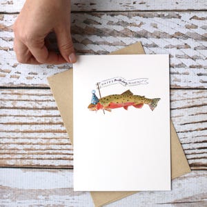 Old Trout Birthday Card | Fly Fishing Guy Birthday Stationery ...