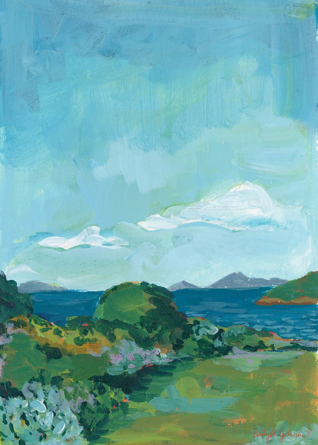 St. John Painting | Island Landscape Art Print | St. Thomas Beach ...