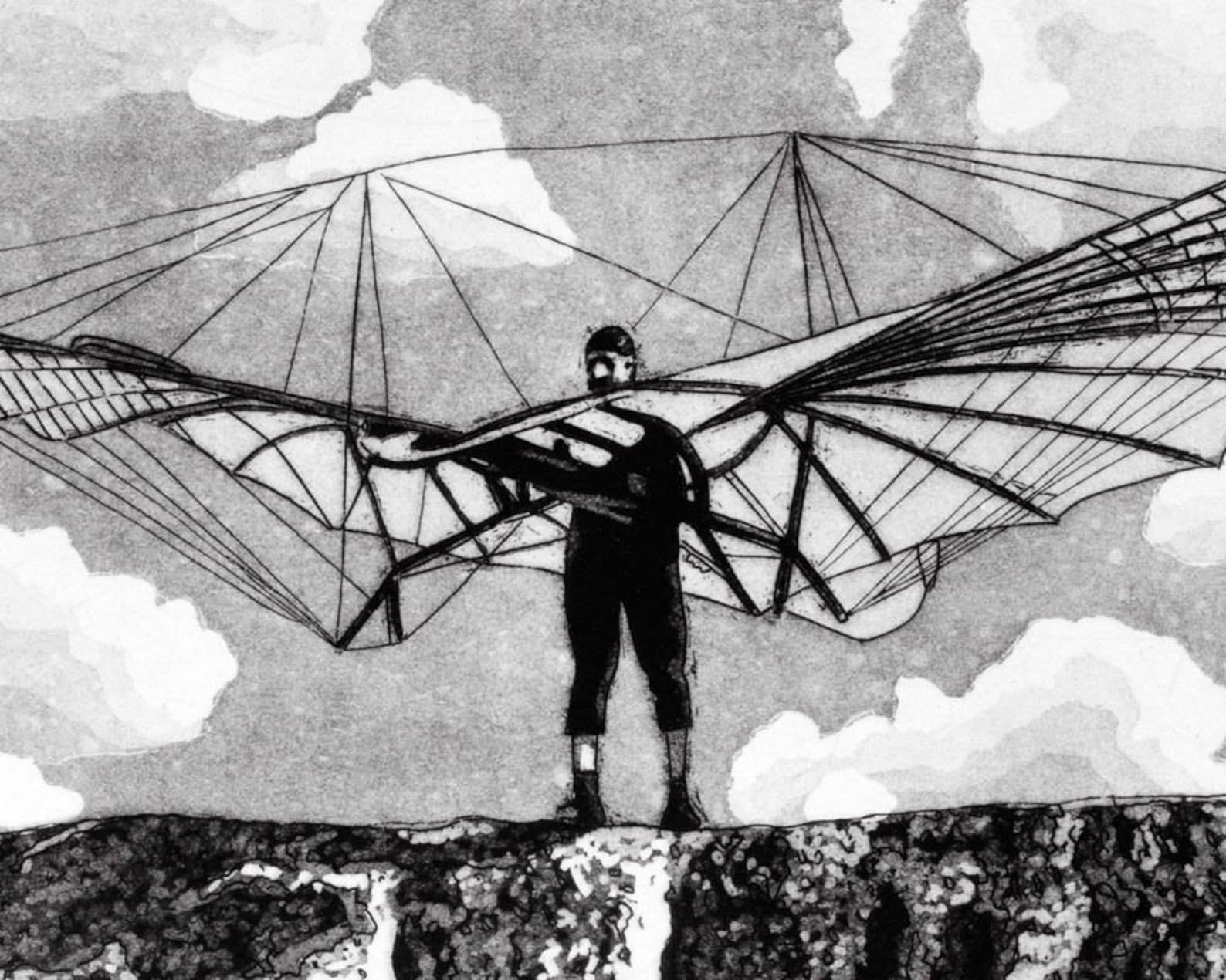 Otto Lilienthal DIGITAL PRINT Black & White Etching of the - Etsy