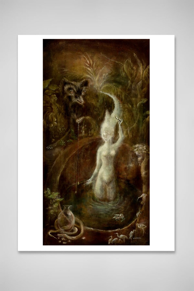 Vintage Art Surreal Painting Fantasy Art the White Goddess - Etsy