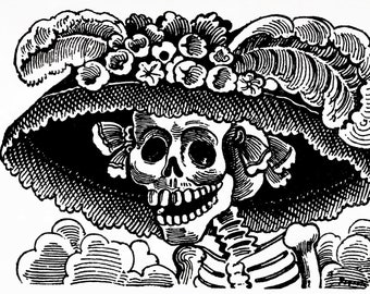 José Guadalupe Posada Print, Skeleton Wall Art, Calavera, Memento Mori ...