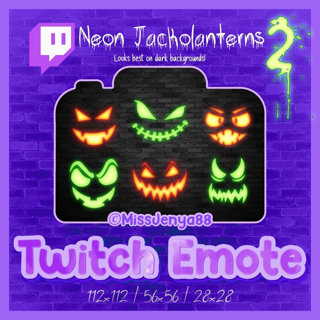 Neon Jack-o-lanterns Twitch Emote Pack of 6 Twitch Streamer And/or ...