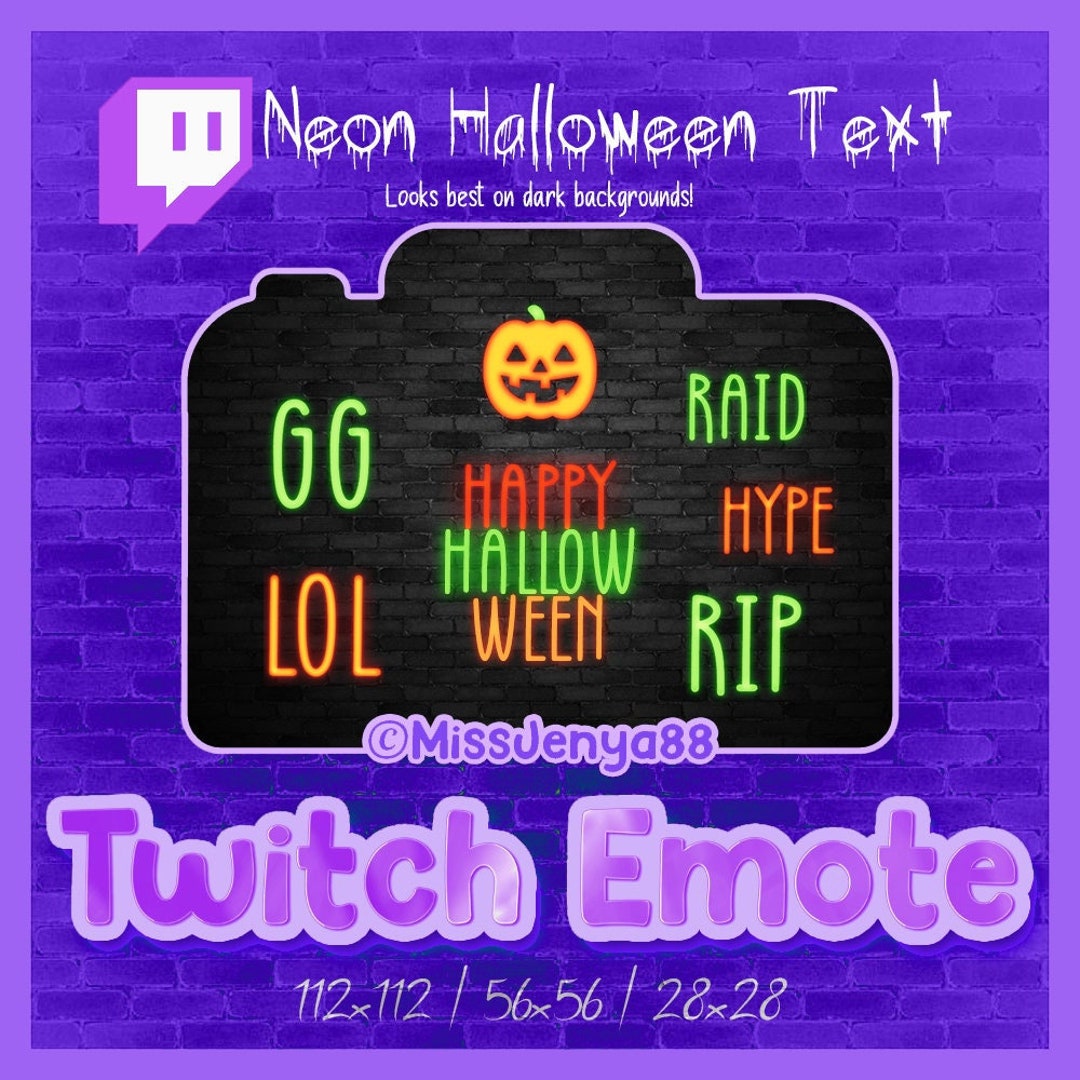 Neon Halloween Text Twitch Emote Pack of 6 Twitch Streamer And/or ...