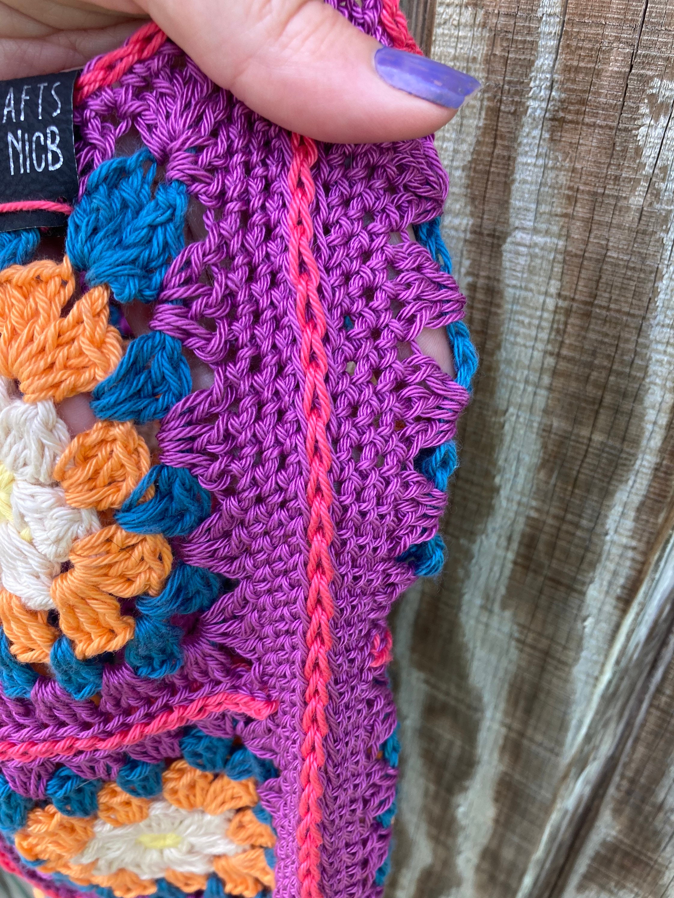 Granny Square Market Bag / Shopping Bag, 100% Mercerized Cotton ...