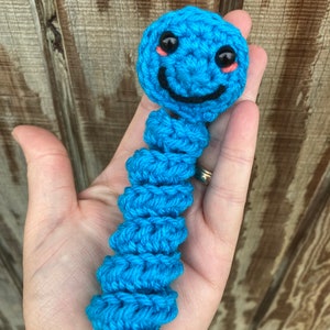 Worry Worm Buddy, Anxiety Pet, Fiddle Toy, Amigurumi ~4-5”, Handmade ...