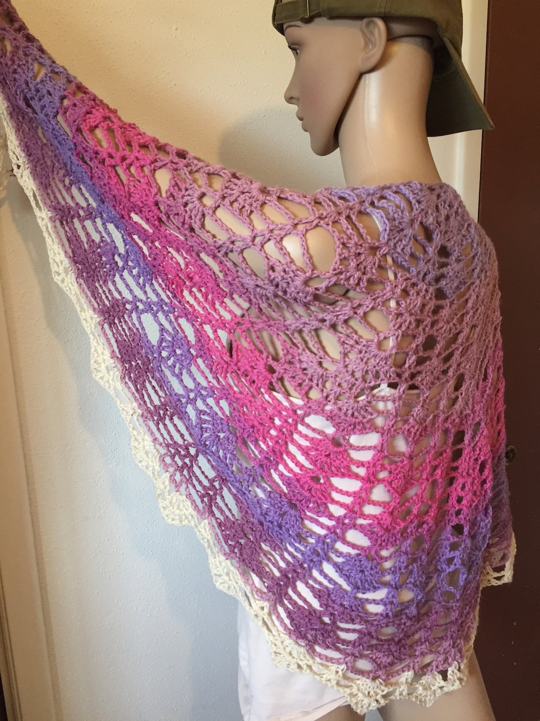 Half Round Lace Shawl / Wrap, Handmade Crochet - Etsy