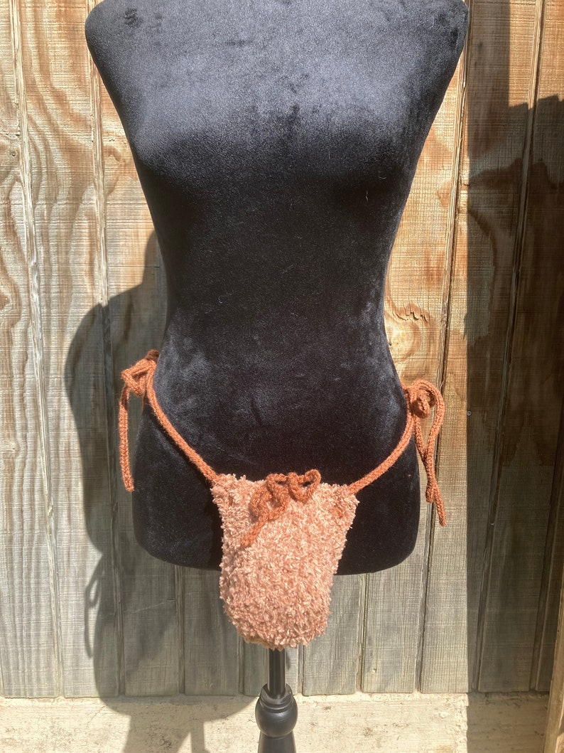 Willie Warmer Thong Pouch: Fuzzy Soft Polyester Yarn Custom Sizes ...