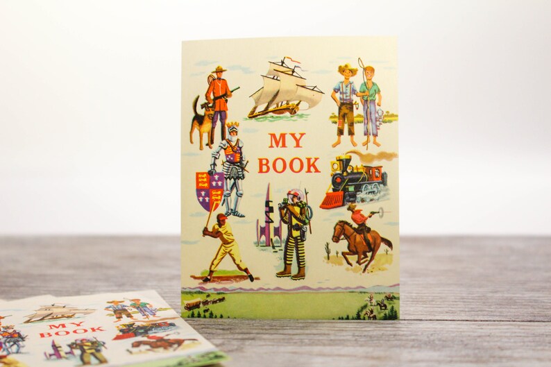 Vintage Adventure Bookplate Boys Knight Astronaut Fishing - Etsy