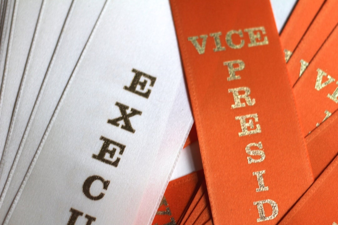Award Ribbon Vice President Executive Vintage Name Tag, Contest, White ...