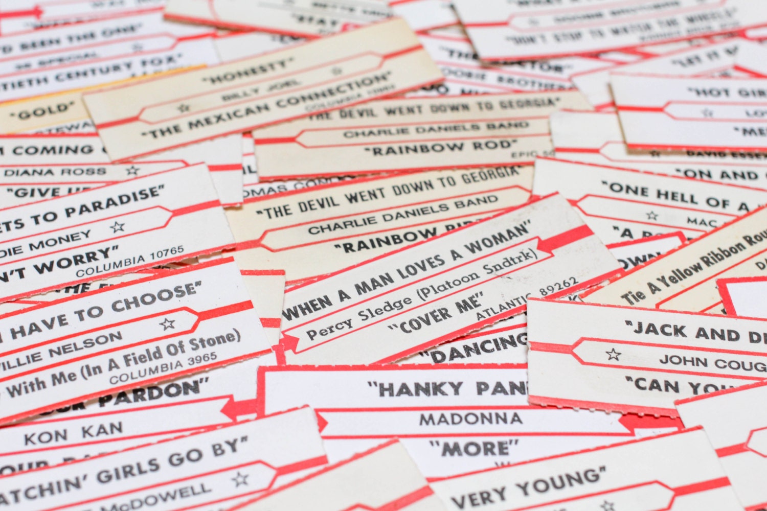 Vintage Jukebox Labels 1980s 1970s Song Lyrics Juke Box Etsy - Free ...