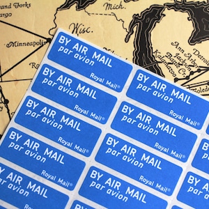 36 X via Air Mail Labels Royal Mail Lot of 36 Stamps Stickers Paper ...