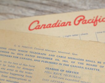 Antique Railroad Telegram Vintage Canadian Pacific Train Railway RR ...