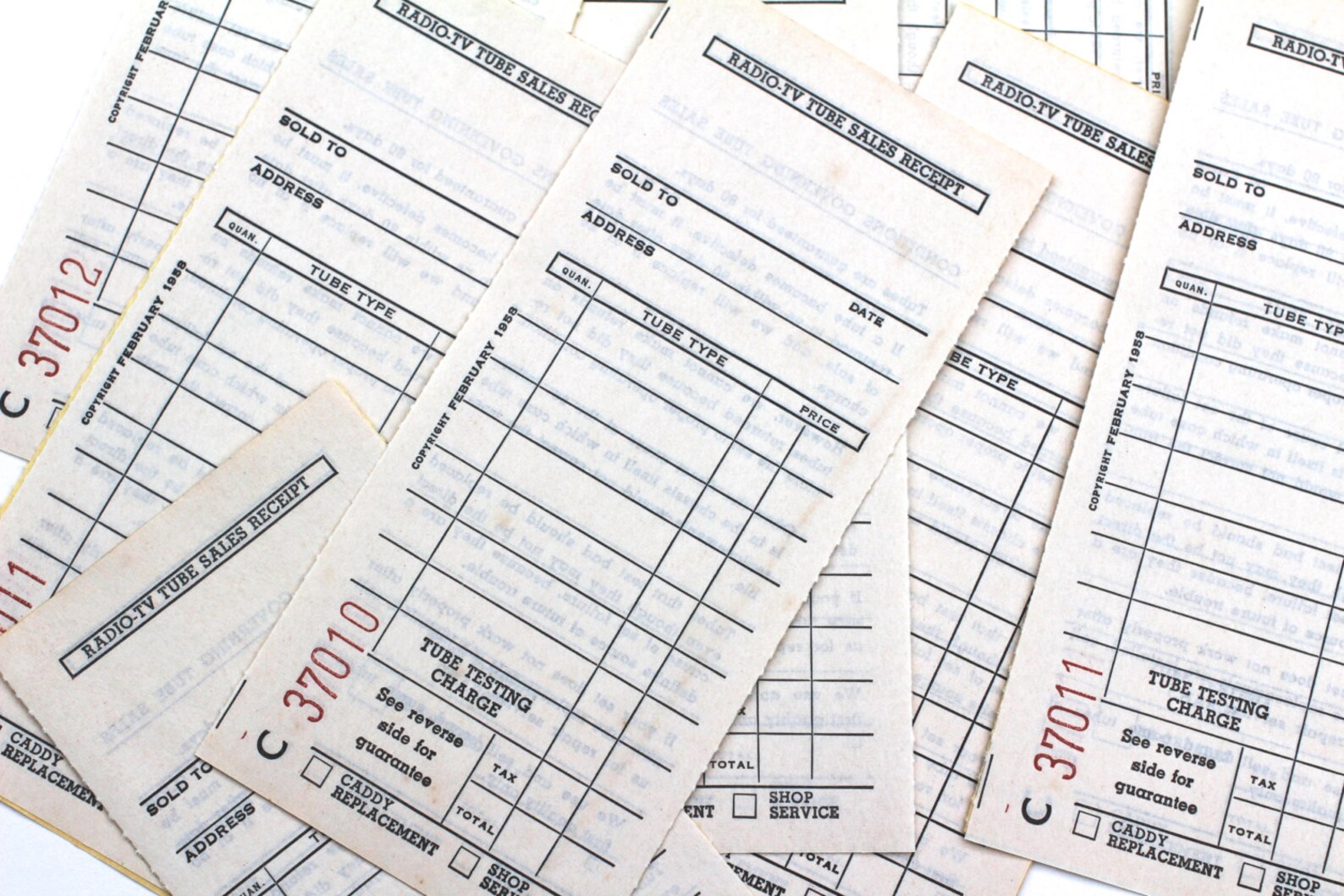 Vintage TV Radio Tube Receipts 1950 Destash Vintage Paper Supplies Lot ...