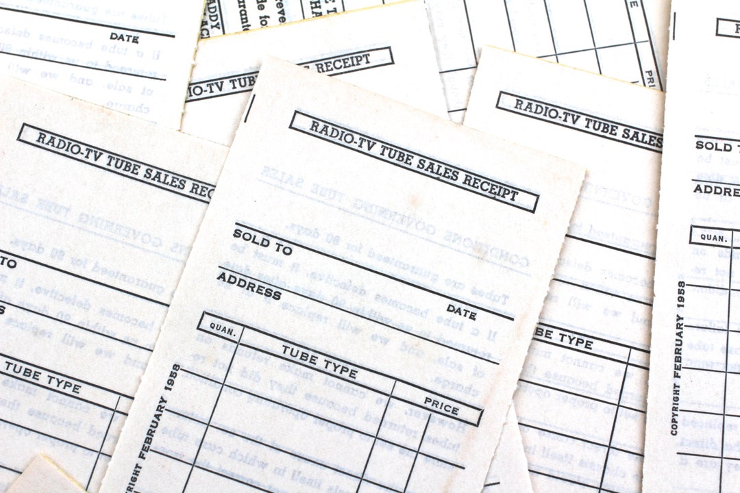 Vintage TV Radio Tube Receipts 1950 Destash Vintage Paper Supplies Lot ...