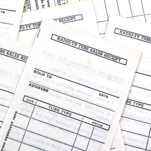 Vintage TV Radio Tube Receipts 1950 Destash Vintage Paper Supplies Lot ...