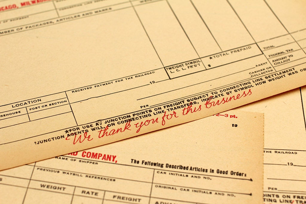 Vintage Railroad Form Train Station Record Freight Delivery - Etsy