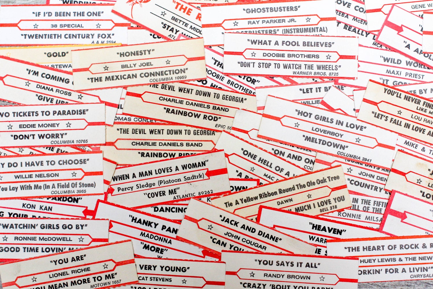 Vintage Jukebox Labels 1980s 1970s Song Lyrics Juke Box Etsy - Free ...