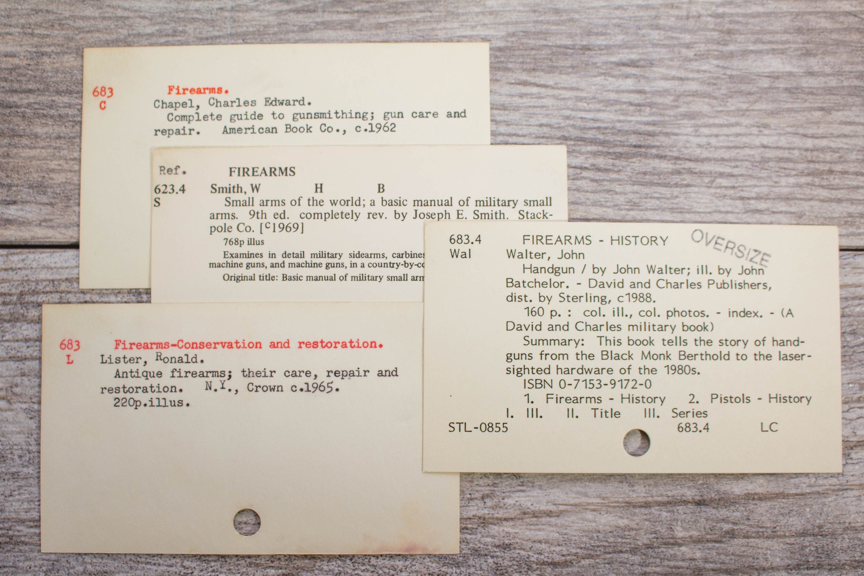 Vintage Firearms Guns Card Catalog Library History Books Junk Journal ...