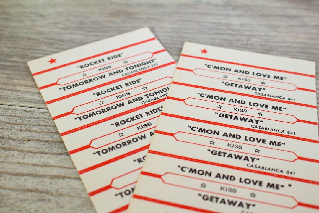 Vintage Jukebox Labels KISS 1970s Juke Box Music Titles Smash Book ...