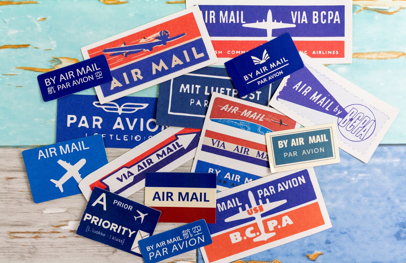 Vintage via Air Mail Labels Stickers Par Avion Postage Paper | Etsy