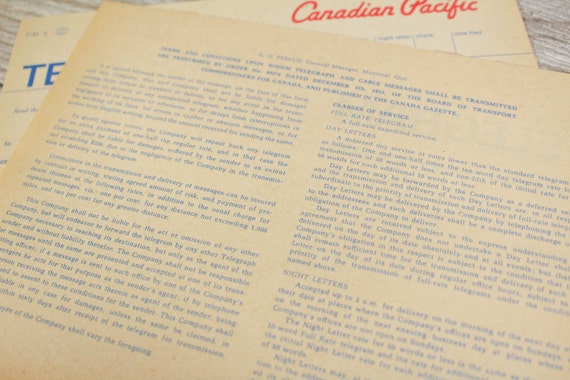 Antique Railroad Telegram Vintage Canadian Pacific Train Railway RR ...