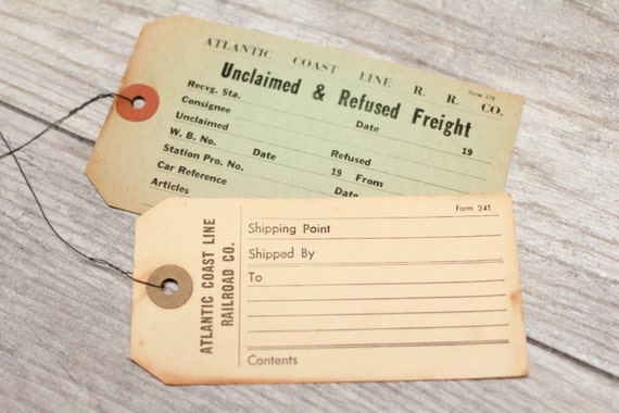 2 X Vintage Freight Tags Railroad Baggage Luggage Wire | Etsy