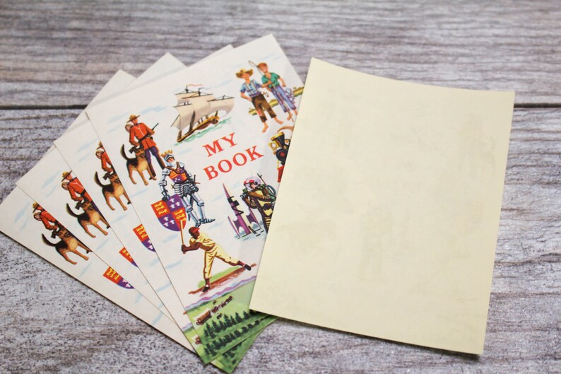 Vintage Adventure Bookplate Boys Knight Astronaut Fishing - Etsy