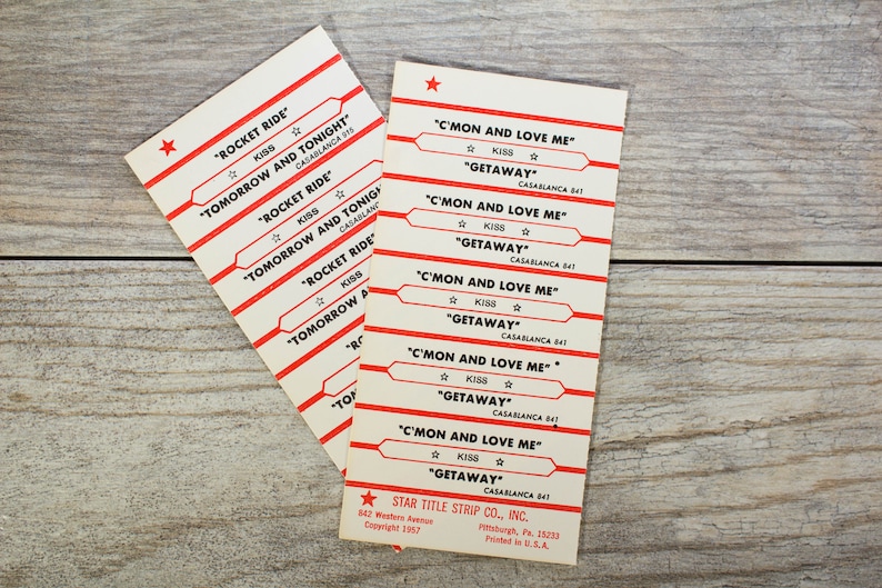 Vintage Jukebox Labels KISS 1970s Juke Box Music Titles Smash - Etsy