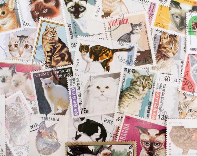 20x Vintage Cat Postage Stamps Junk Journal Meow Collage Paper - Etsy