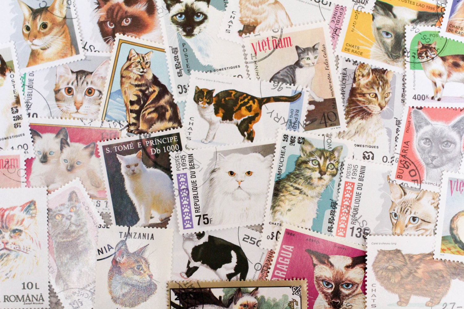 20x Vintage Cat Postage Stamps Junk Journal Meow Collage Paper - Etsy