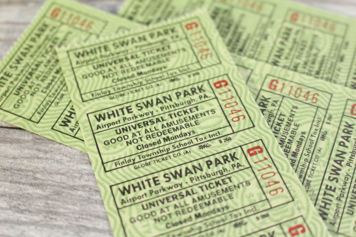15x Vintage Ride Tickets Amusement Park Fair White Swan Green | Etsy