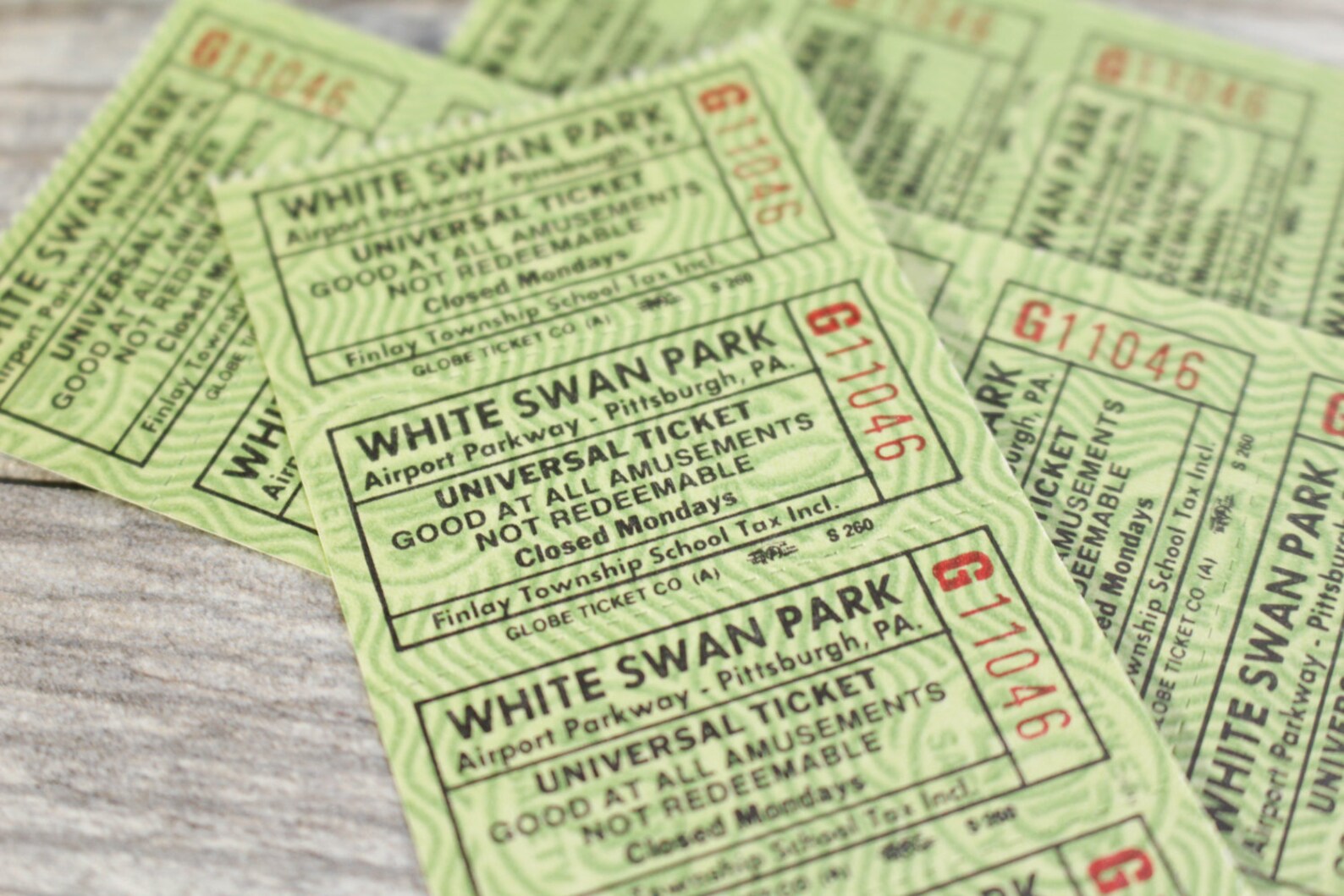 15x Vintage Ride Tickets Amusement Park Fair White Swan Green ...
