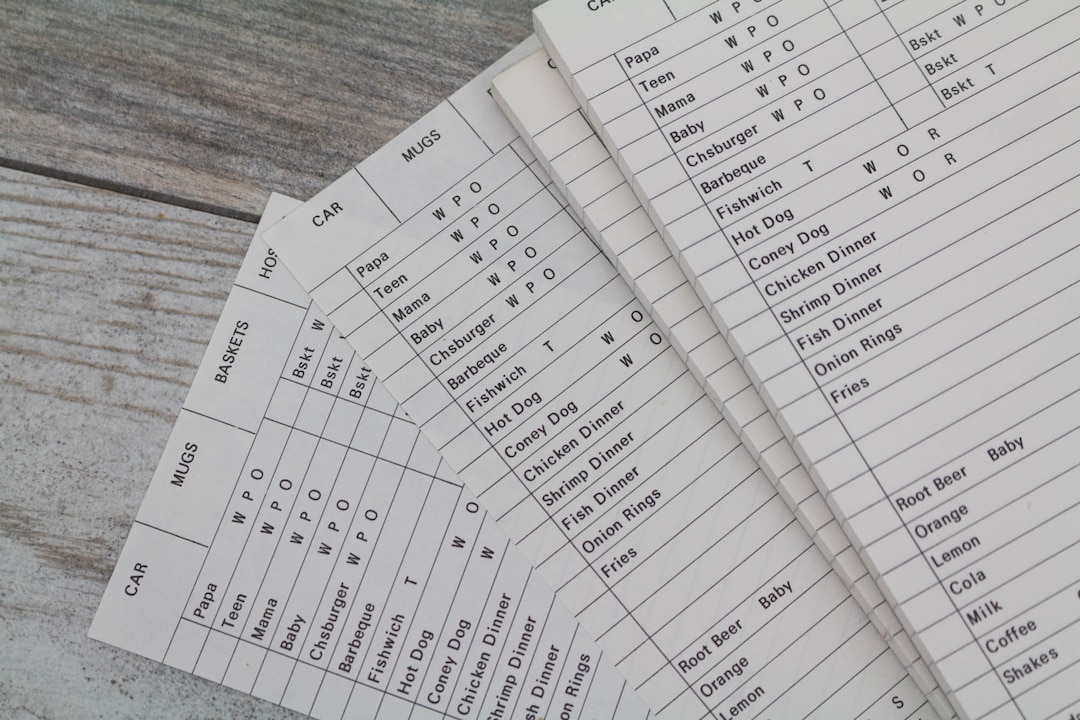 8x Vintage Drive-in Order Forms Burger Milkshake French Fries Fast Food ...