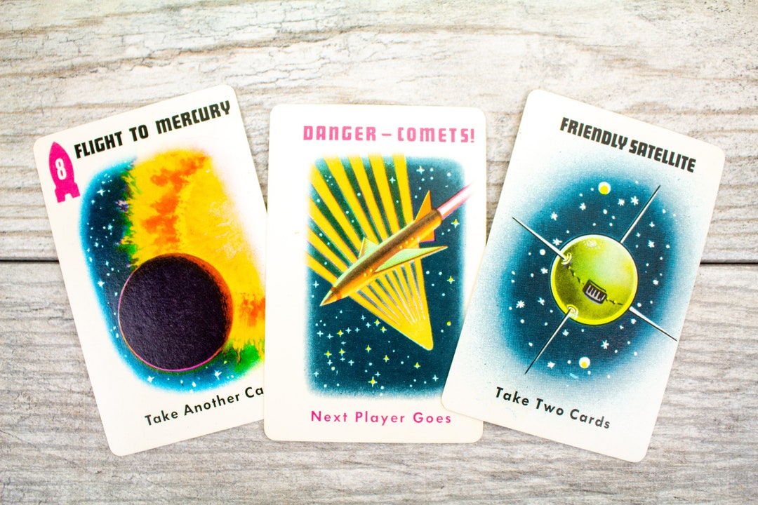 Vintage Space Cards Comets Planets Mercury Friendly Satellite Boy Decor ...