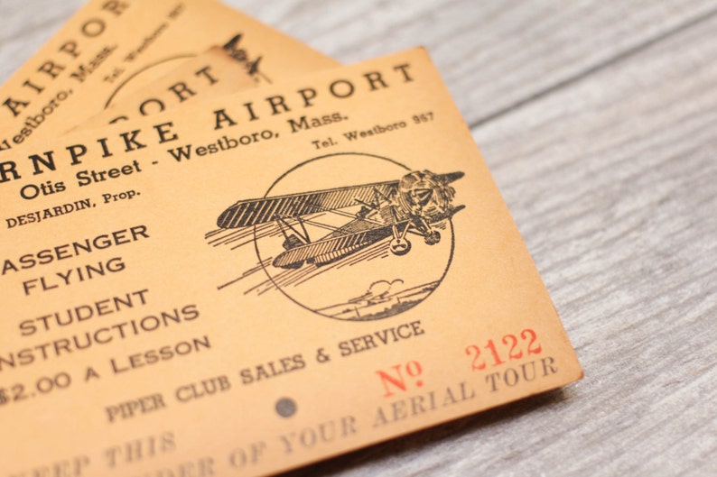 Vintage Tickets Flight Lesson Airplane Pilot Fly Flying Piper | Etsy