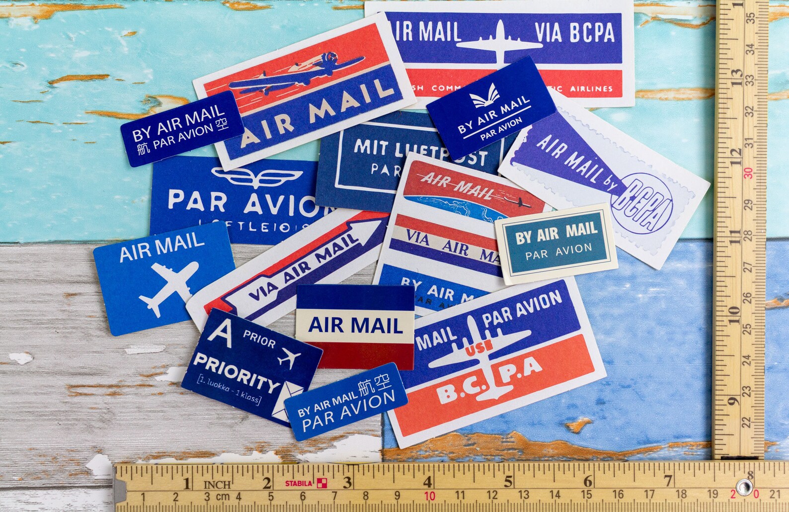 Vintage via Air Mail Labels Stickers Par Avion Postage Paper - Etsy