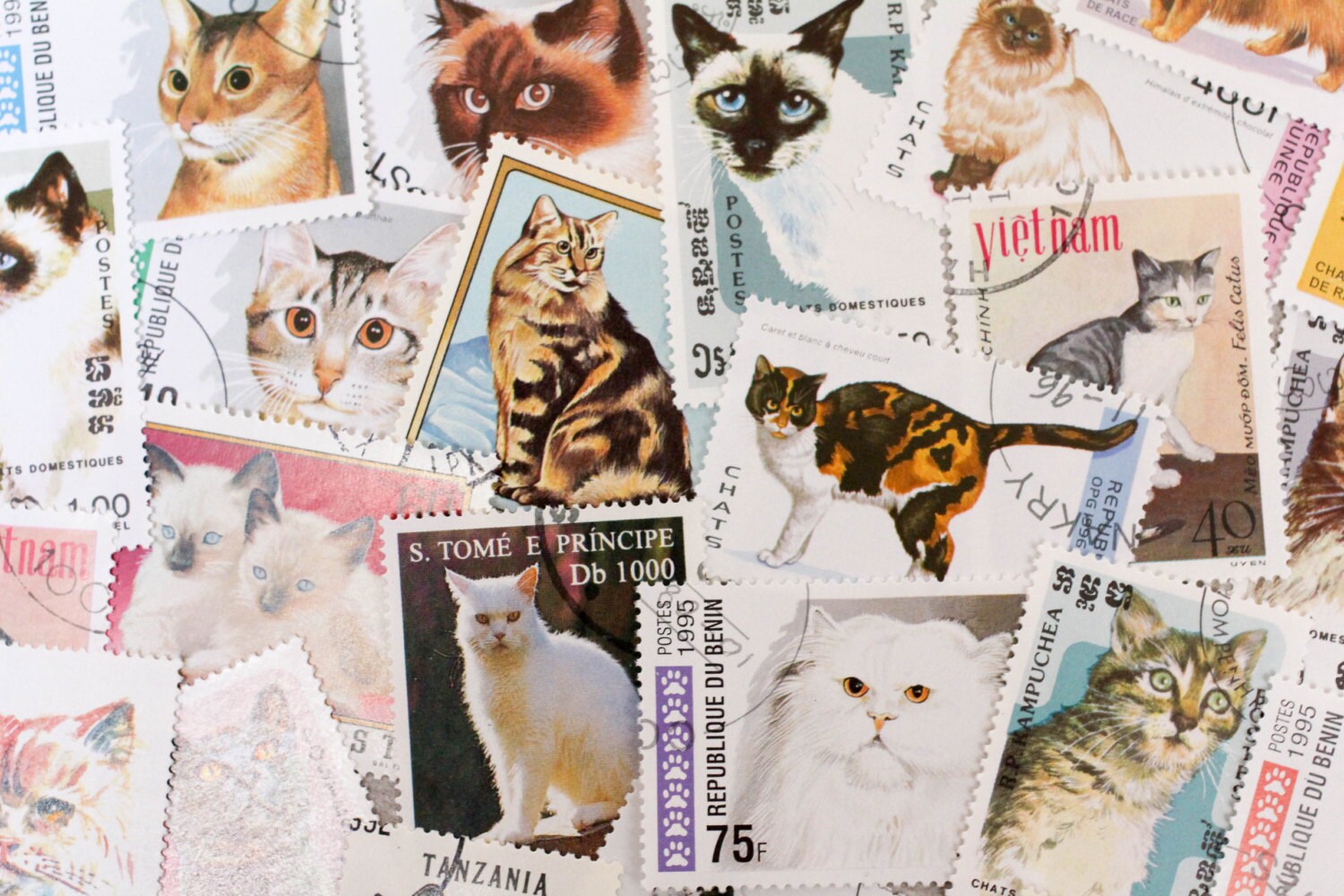 20x Vintage Cat Postage Stamps Junk Journal Meow Collage Paper - Etsy