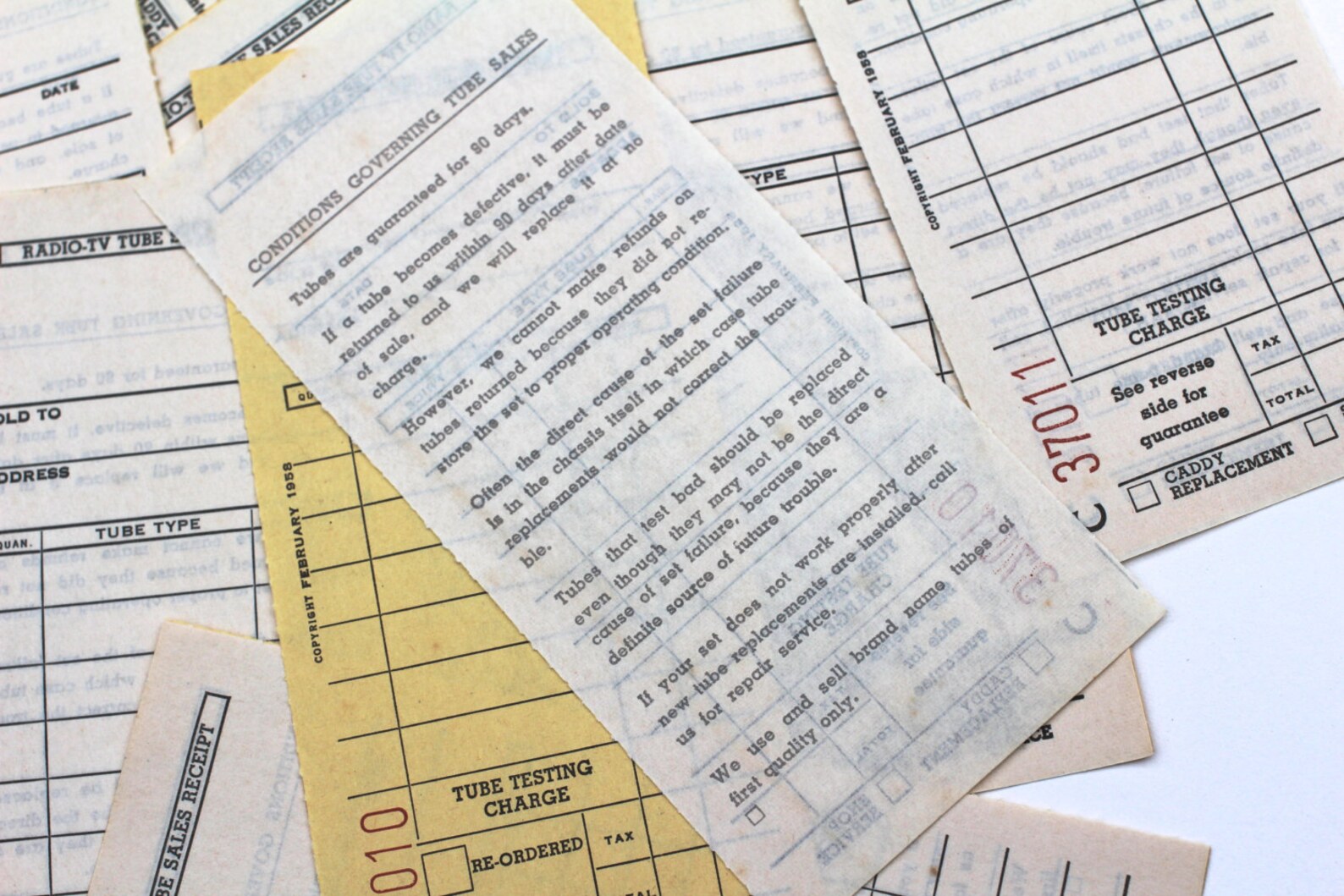 Vintage TV Radio Tube Receipts 1950 Destash Vintage Paper Supplies Lot ...