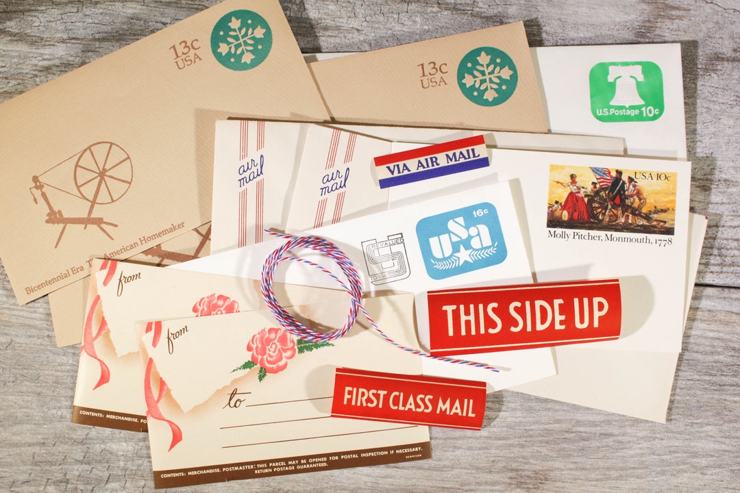 Vintage Air Mail *set of 13* Par Avion Dennisons With Envelopes | First ...