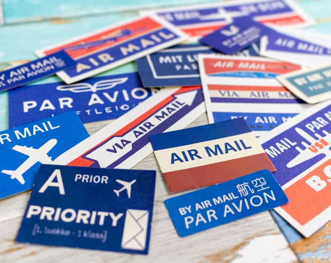 Vintage via Air Mail Labels Stickers Par Avion Postage Paper Supplies ...