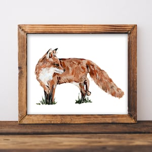 Rustic Fox Art Print, Forest Animal Wall Art, Fox Woodland Animal Art ...