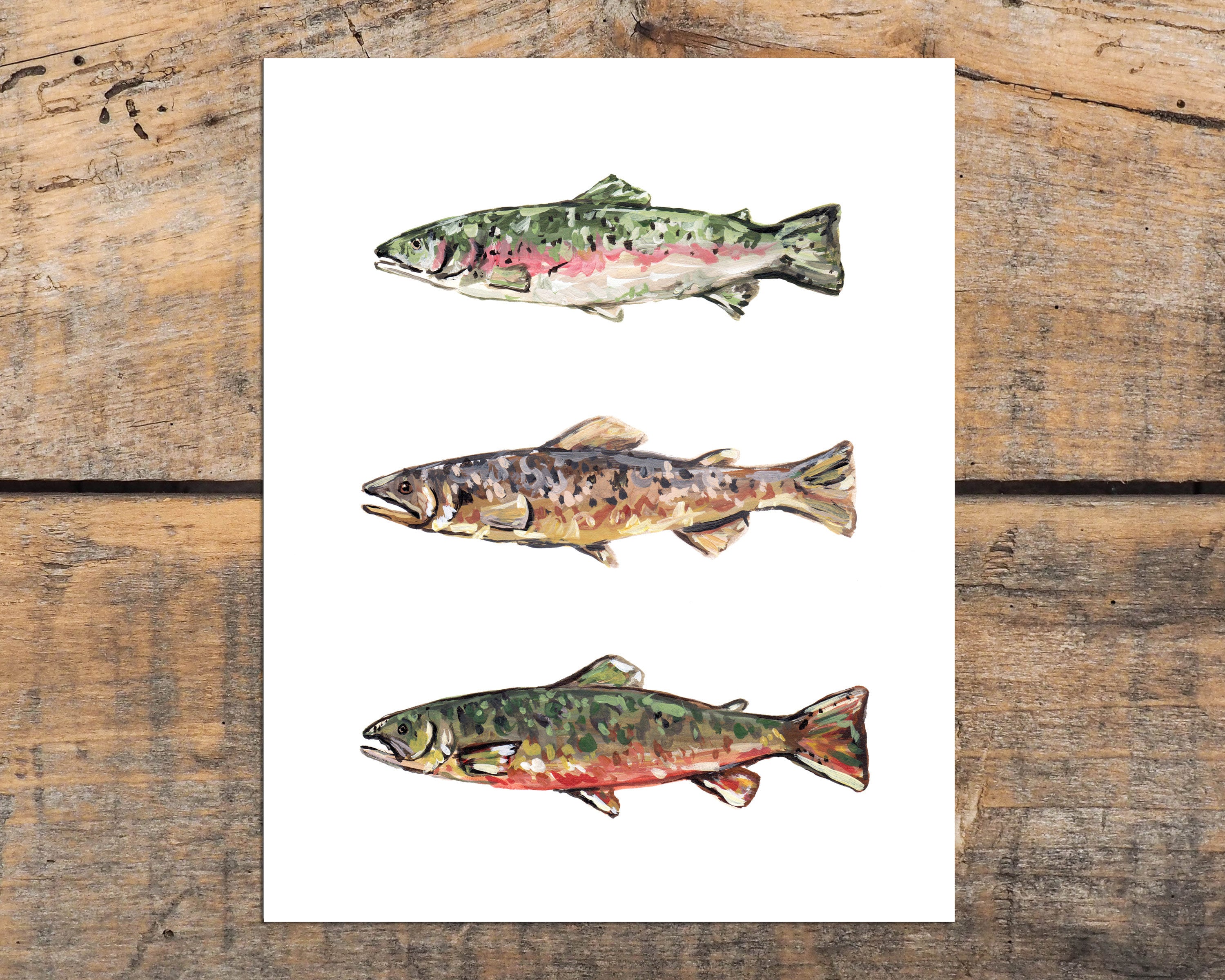 Digital Prints Art & Collectibles Fisherman Art Brook Rainbow Brown ...